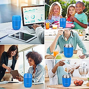 Nomeca Insulated Lunch Container Hot Food Jar 16Oz Thermos for Hot Food Stainless Vacuum Thermal Bento Lunch Box Soup Containers Wide Mouth with Spoon for Kids Adult Boys School Office Outdoor, Blue