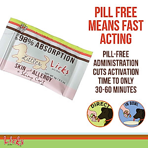 Licks Pill-Free Small Breed Dog Skin and Allergy - Omega 3 Dog Allergy Relief - Dog Vitamins & Supplements for Itch Relief - Turmeric Supplement for Dog Skin - Gel Packets - 30 Use