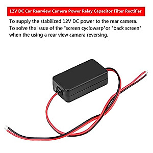 Car Rear View Rectifier, 12V DC Car Rearview Camera Power Relay Capacitor Auto Car Camera Filter Light Modification Backup Camera Filter Rectifier, 4.8 x 2.6 x 1.5cm