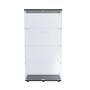 Zacis Modern 4-Tier Two-Door Glass Display Cabinet Shelves with Door Floor Standing Curio Glass Countertop Display Bookshelf for Living Room Bedroom Office