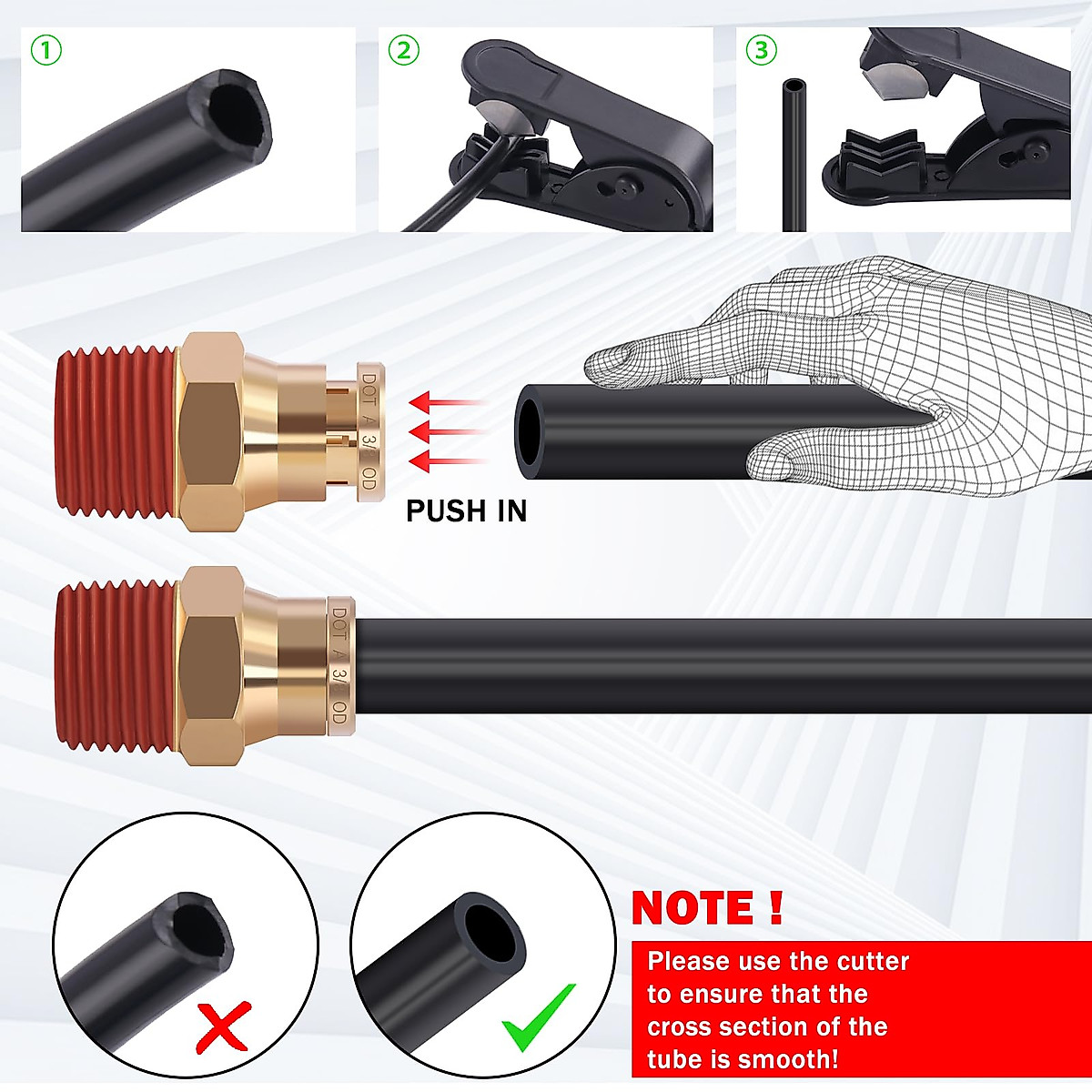 CheeMuii 43 PCS Brass DOT Air Brake Line Fittings 1/4" 3/8" 1/2" Push to Connect Fittings Quick Connect & NPT Thread Tube Air Hose Fittings Repair Kit for Truck or Industrial Air System