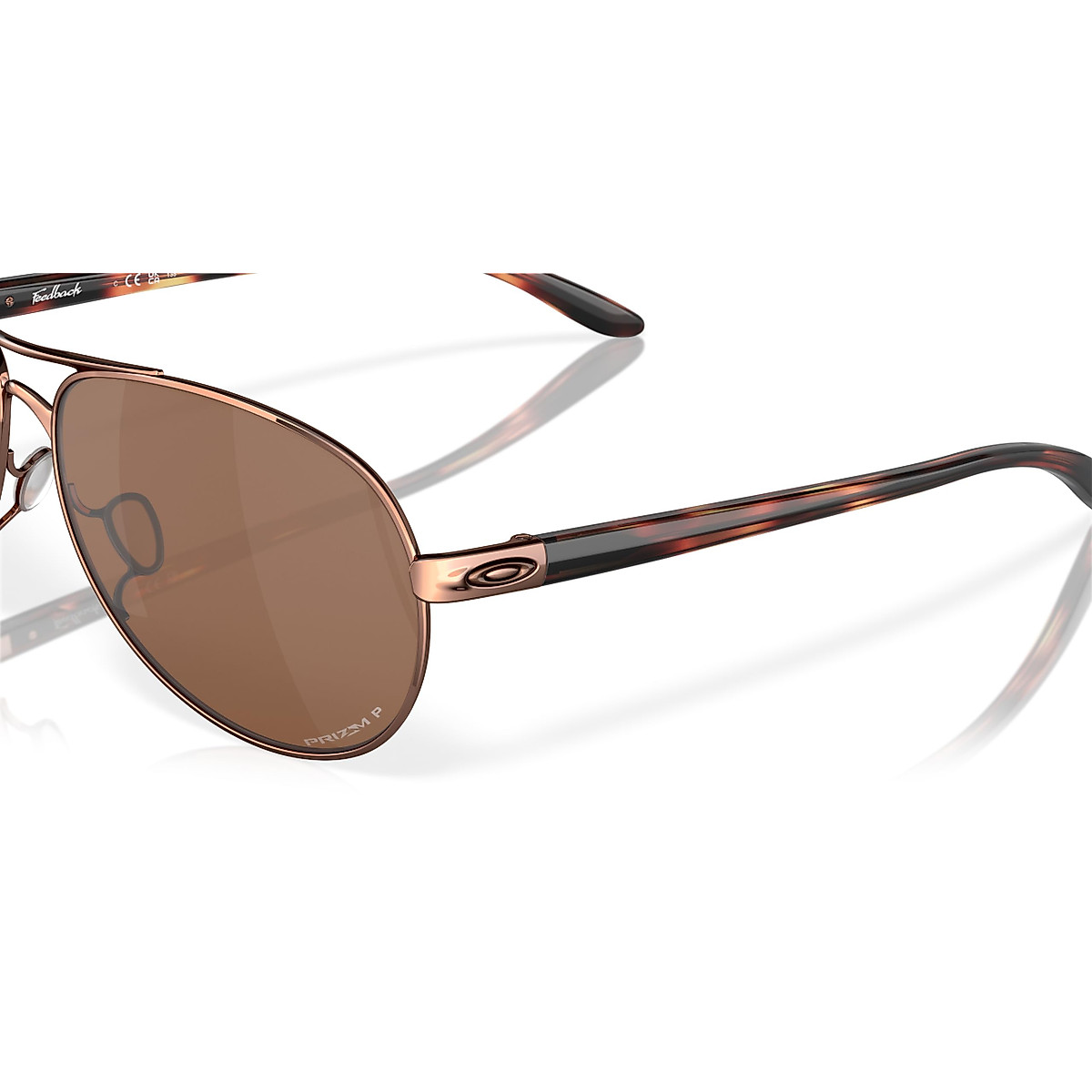 Oakley Women's OO4079 Feedback Aviator Sunglasses, Rose Gold/Prizm Tungsten Polarized, 59 mm