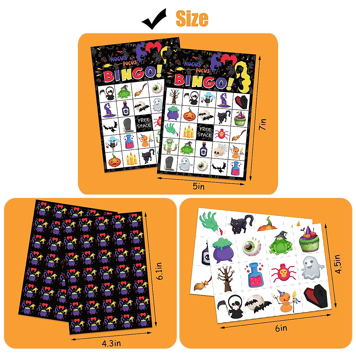 ROCWOHO Halloween Hocus Pocus Bingo Game Cards for Kids 24 Players Halloween Party Game for School Classroom Family Activities Halloween Party Favors Supplies