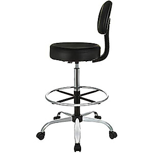 Amazon Basics Multi-Purpose Adjustable Drafting Spa Bar Stool with Foot Rest and Wheels - Black