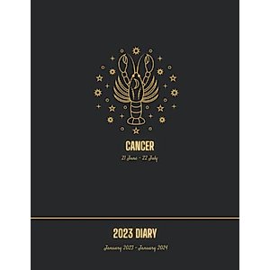 2023 Diary: A4 Week to View Dated from Jan 2023 - Jan 2024 | Monthly, daily & weekly planner 2023 | Cancer 2023 | Black cover | 200 pages: Astrology, ... Planner Agenda Organiser | 13 months