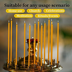 Kunrsug Beeswax Candles, No-Drip, Smoke-Less, 50 Pack Beeswax Taper Candles Church Prayers, Decorations, Birthday Celebrations, Each Candle Measures 6.3" in Height and Has A Diameter of 0.2"