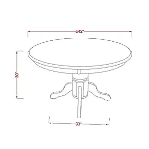 East West Furniture SHAV5-LWH-W 5 Piece Dining Set Includes a Round Kitchen Table with Pedestal and 4 Dining Room Chairs, 42x42 Inch, Linen White