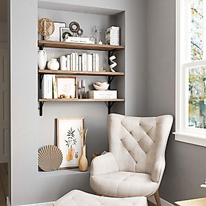 Wallniture Forme 36 inch Long x10 in Deep Rustic Floating Shelves for Wall Storage, Wall Bookshelf Living Room, Wall Shelves for Kitchen, Pantry Shelf Wood Set of 3, Burnt