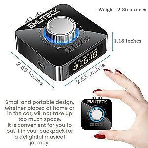 EMUTECK Bluetooth 5.0 Audio Adapter, 5-in-1 Wireless Transmitter Receiver for Car TV CD PC Home Stereo, USB to AUX 3.5mm RCA Receiver, Micro SD Card MP3 Player Transmitter for Headphones Speaker