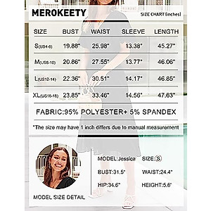 MEROKEETY Womens 2023 Summer Puff Sleeve Wrap V Neck Pleated Flowy Midi Dress for Wedding Guest,Black,M