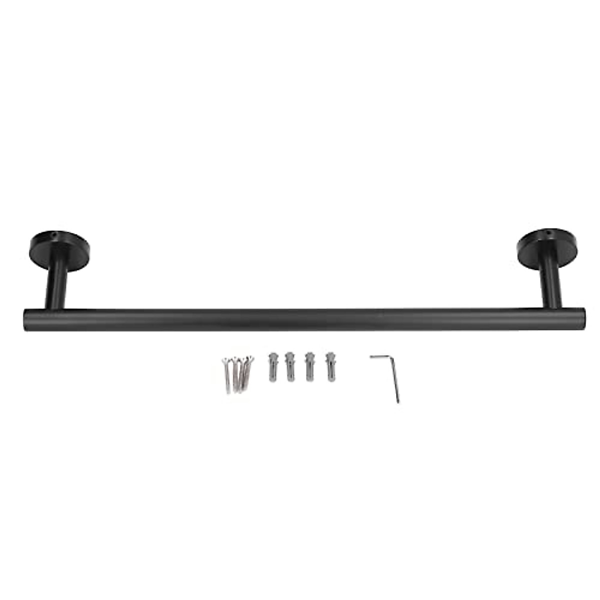 Towel Bar for Bathroom, 304 Stainless Steel Towel Holder, 45cm Matte Black Towel Rack, Nail Free Punch Single Rod Towel Rack, Simple and Stylish Black Towel Bar for Bathroom Kitchen