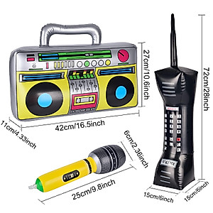 AYRXG Inflatable Boom Box 90s Phone Prop Inflatable Mobile Phones Inflatable Microphones for 80s 90s Party Decorations Inflatable Props for Hip Hop Theme Birthdays Party Supplies