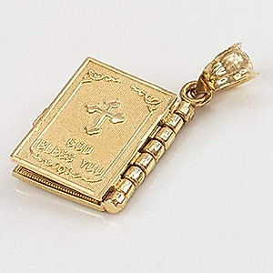 QYAJS Pendant Christian Miniature Readable Bible Necklace Holy Bible Book Pendant Necklace Prayer Christian Scripture 1.57inch (Chain Length 23.6inch)
