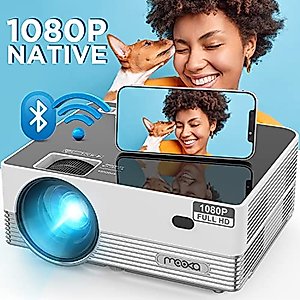 Native 1080P WiFi Bluetooth Projector, 8500L HD Video Mini Projector with Carrying Bag,Support 4K & 300" Screen, Portable Outdoor Movie Projector for TV Stick, HDMI, AUX, PS4, Laptop, Phone