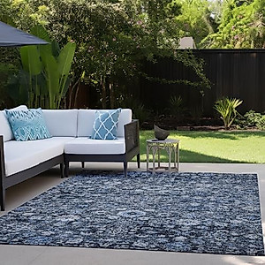Addison Rugs Chantille ACN651 Blue 9' x 12' Indoor Outdoor Area Rug, Easy Clean, Machine Washable, Non Shedding, Bedroom, Living Room, Dining Room, Kitchen, Patio Rug