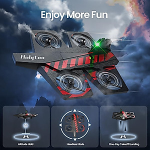 Holyton 2 in 1 Indoor RC Plane for Kids - Altitude Hold, 3D Flips, Headless Mode, 2 Batteries, Easy to Fly Airplane for Ages 8-12