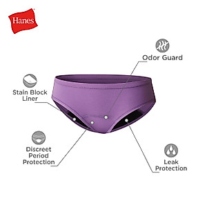 Hanes Girls Comfort Period Underwear, Boyshort And Panties, Moderate Protection, 4-pack Hipster, Hipster - Multi - 4 Pack, 8 US