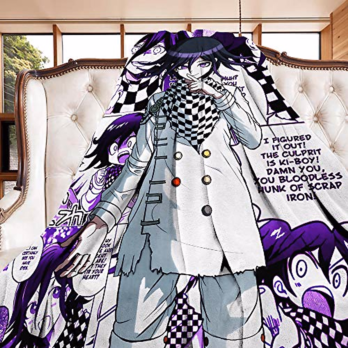 EISVALAYA Danganronpa Flannel Throw Blanket Lightweight Comfy Fluffy Warm Cozy Plush Cover Soft Queen Bed Twin Sofa Office (Danganronpa Kokichi Ouma, Medium 6050in)