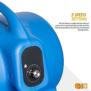 cho Air Mover Durable Lightweight Carpet Dryer Utility Blower Floor Fan for Janitorial Cleaner Home Commercial (Blue, 1/2 HP)
