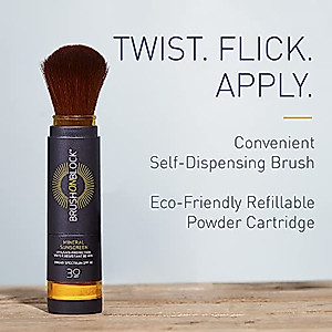 Brush On Block Mineral Sunscreen Powder, Refillable Broad-Spectrum SPF 30, Safe for Sensitive Skin, UVA UVB Face Protection, Natural, Reef Friendly (Translucent)