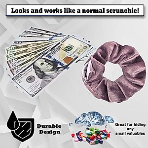 Zipper scrunchie Safe (3 Pack) for black Velvet Stasher scrunchies Compartment for Cash Cards Keys Valuables | Hair bun ties Secret Pocket ponytails women Diversion safes (Purple)