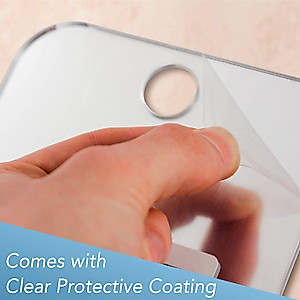 Shave Well Deluxe Anti-Fog Shower Mirror - Fogless Bathroom Shaving Mirror - for Men and Women - Large - Removable Adhesive Hook - Frameless - Portable - Ideal for Travel, Camping, Gym - Unbreakable