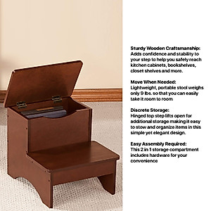 Fox Valley Traders 2 Step Wooden Step Stool with Hidden Storage by Oakridge, 15" W x 12 3/4" D
