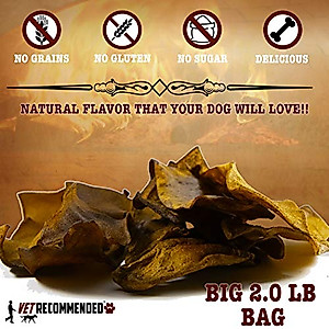 Vet Recommended Premium Beef Rawhide Chips for Dogs (Big 2lb Bag) Thick Fiber & Long Lasting Dog Chew. Made in USA.