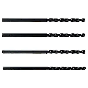 MAXTOOL 3/16"x6" 4pcs Identical Aircraft Extension Drills HSS M2 Extra Long Deep Twist Drill Bits Straight Shank Fully Ground Black; ACF02B06R12P4