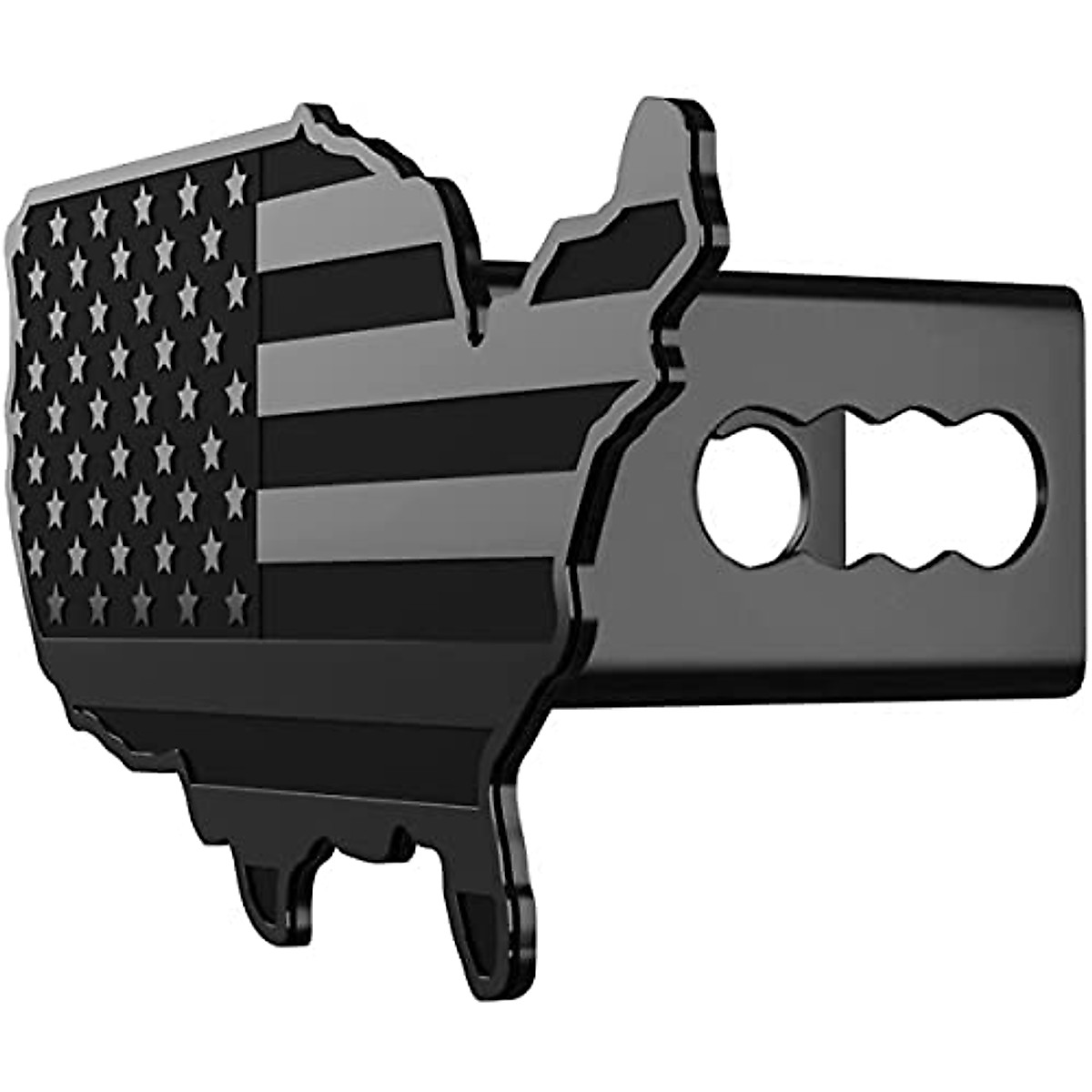 MULL USA Map Flag Metal Trailer Hitch Cover Heavy Duty for Trucks Cars SUV (Fits 2" Receiver, Black Map Flag)