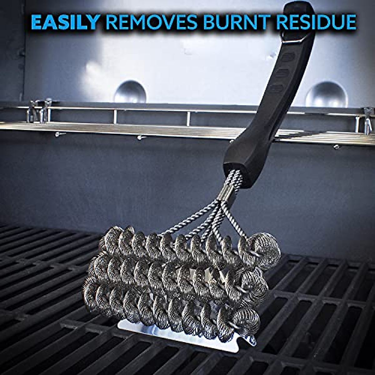 Kona Safe/Clean Grill Brush and Flat Scraper - Speed/Scrape Fits Weber Gas Grills, Flat & Round BBQ Grill Grates - Bristle Free Grill Cleaning - 100% Rust Resistant Stainless Steel