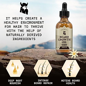 Striking Viking Beard Growth Oil with Biotin - Thickening & Conditioning Beard Oil Growth - Naturally Derived Beard Oil for Facial Hair Growth for Men Vanilla, 2 Fl Oz (Pack of 1) - Vanilla Beard Oil