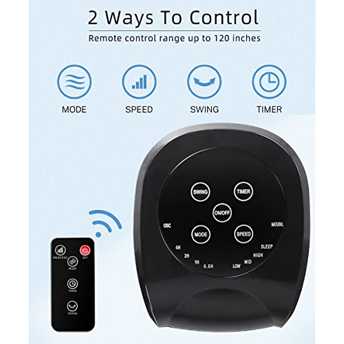 KEGIAN Portable Electric Oscillating Standing Floor Fan for Bedroom with Remote, 3 Wind Speeds 3 Modes, Quiet Cooling for Office,Home, Tower Fan 30" Black…