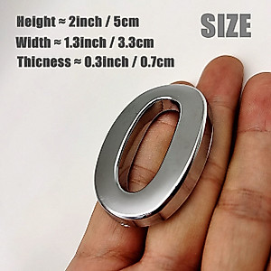 HopeWan Mailbox Numbers Self Adhesive, 2 Inch House Door Number Stickers for Apartment Office Room Address Sign, Silver Shiny, Chrome Plated, Pack of 1 Set, 10 Pcs.