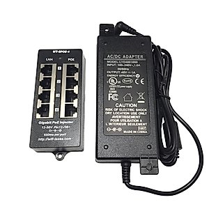 PoE Texas 4 Port PoE Injector - Gigabit Passive Power Over Ethernet with 48V 48W UL Power Supply - 802.3af PoE Injector for VoiP Phones, WiFi Access Points, IP Cameras - Add PoE to Any Switch