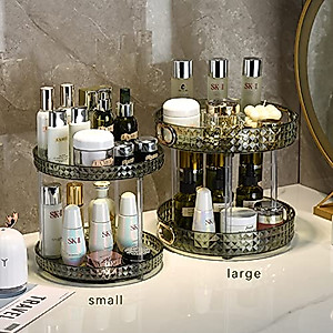 ROWNYEON Rotating Makeup Organizer 2 Tier skincare organizers Bathroom Organizer Perfume Organizer Spinning Cosmetics Organizer for Vanity，Cabinets, Pantry, Fridge, Countertops，Kitchen