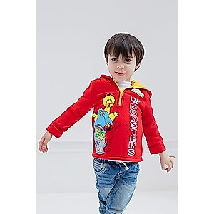 Sesame Street Baby Boys Half Zip Fleece Pullover Hoodie Red, 18-24 Months