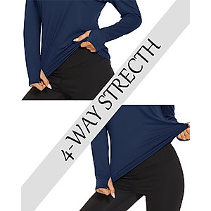 KEFITEVD Sun Shirt Women Long Sleeve UV Protection Workout Top for Women Lightweight Long Sleeve SPF Shirt Women Athletic Shirt Navy