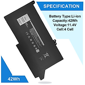 Shyarweyy 42Whr 11.4V Battery DJ1J0 for Dell Latitude 12 7280 E7280 7290 E7290 13 7380 E7380 7390 E7390 14 7480 E7480 7490 E7490 Series DJ1JO P28S P28S001 451-BBZL KHY0C K8X0T1 ONFOH PGFX4 C27RW