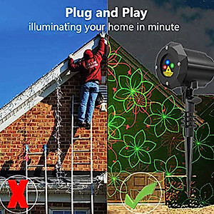 Poeland Garden Lights Moving Laser Christmas Lights 20 Patterns Decorative Lighting Laser Projector for Home and Garden
