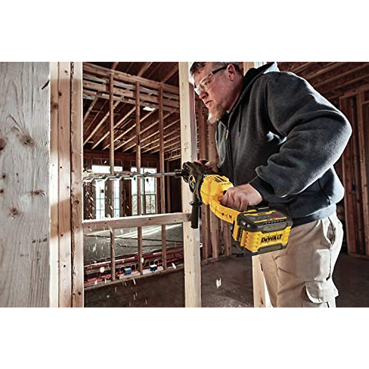DEWALT FLEXVOLT 60V MAX* Right Angle Drill, Brushless, Quick-Change Stud/Joist Drill, E-Clutch System, Tool Only (DCD471B)