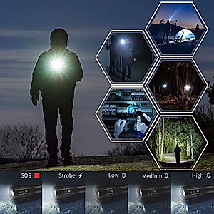 Whaply LED Flashlights,4pack Tactical Flashlight High Lumens Lights with 12Pack AAA Batteries Portable Waterproof Zoomable Flashlight with 5 Mode for Camping/Outdoor/Emergency(Black-4pack)