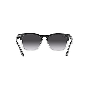 Ray-Ban RB4487 Steve Square Sunglasses, Black on Transparent/Grey Gradient Blue, 54 mm