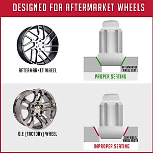 Wheel Accessories Parts 24 Pcs M14x1.5 14x1.5 Thread Short Truck 1.50" Long Lug Nuts Black 7 Spline Fits Jeep Wagoneer Grand Wagoneer 2019+ Ram 1500