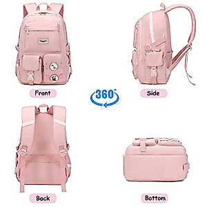 Makukke School Backpacks for Teen Girls - Laptop Backpacks 15.6 Inch College Cute Bookbag Anti Theft Women Casual Daypack,Pink