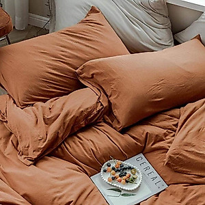 100% Cotton Unique Gypsy Bohemian Solid Dorm Decor Art Indian Boho Decorative Ethnic Comforter Duvet Cover with Pillow Covers (Rust, Queen 90"x90")
