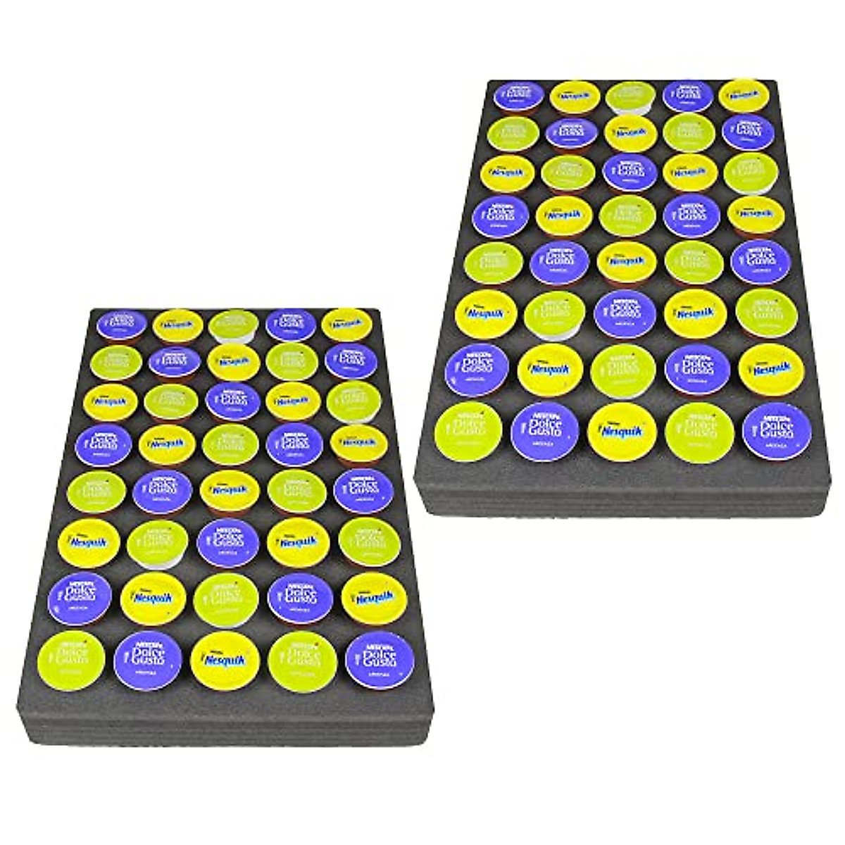 Polar Whale 2 Coffee Espresso Capsule Drawer Organizer Tray Inserts Compatible with Dolce Gusto Kitchen Home Office Waterproof Washable Black Foam 40 Compartment 12.75 x 20.25 Inches