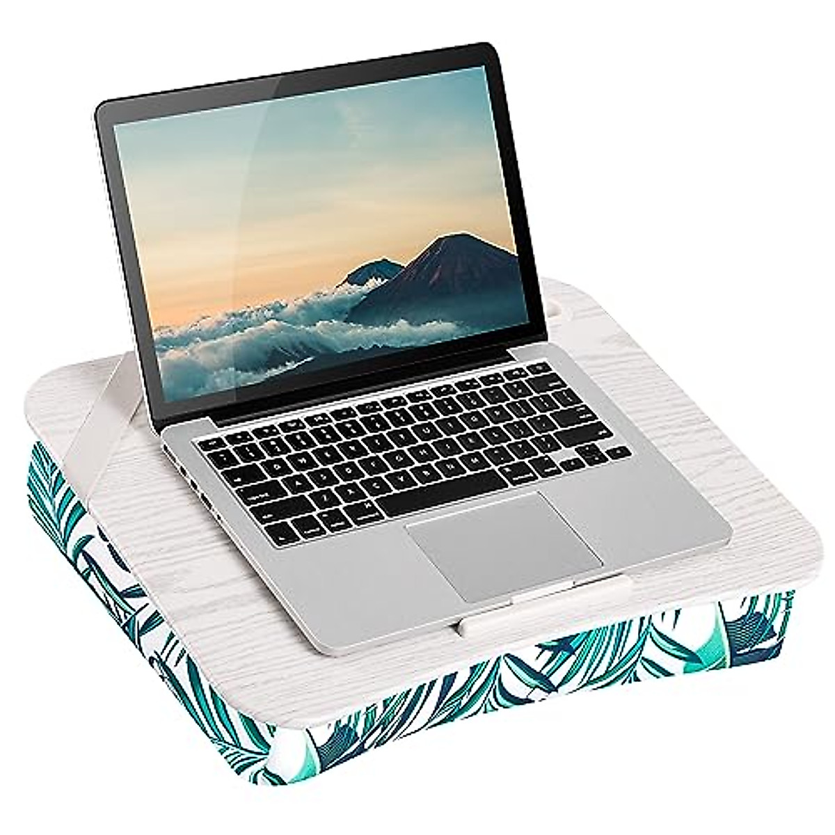 LAPGEAR Designer Lap Desk with Phone Holder and Device Ledge - Tropical Palm Leaves - Fits up to 15.6 Inch Laptops - Style No. 45427