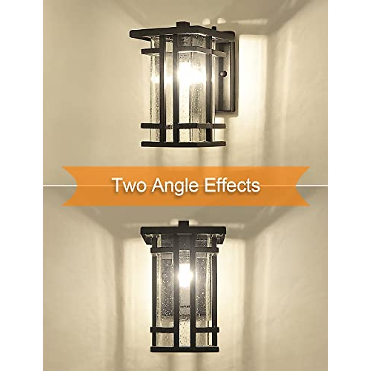 Retro Outdoor Wall Light Small Outside Wall Lamp with Clear Seeded Glass Shade 10"H Exterior Light Fixtures Wall Mount IP65 Waterproof Outdoor Porch House Lighting Exterior Wall Lantern E26,Black