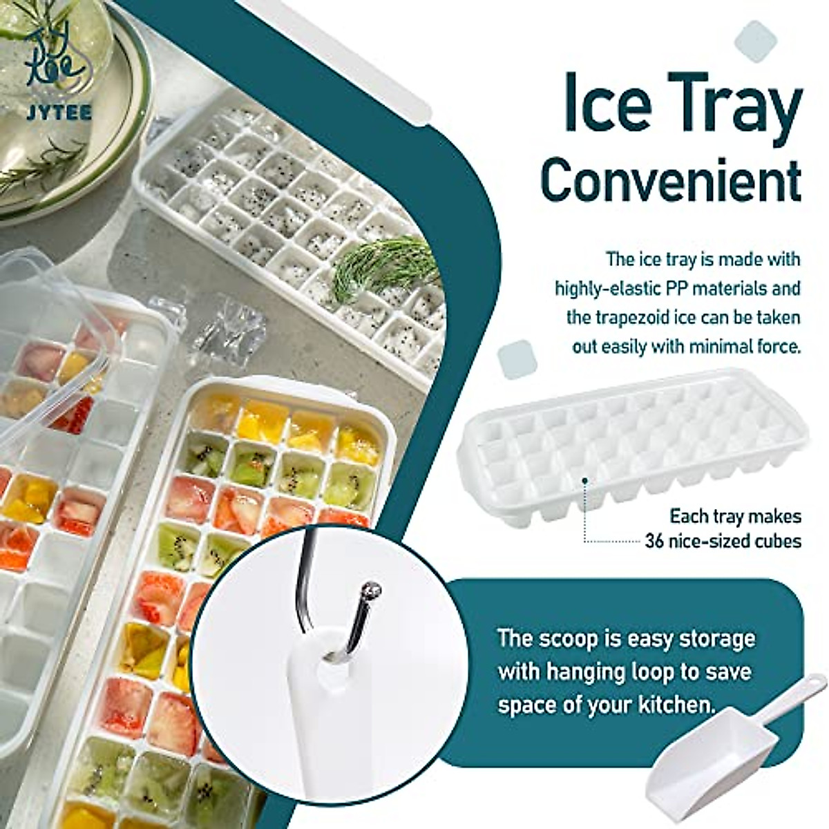 Ice Cube Bin Scoop Trays - Use It as a Portable Box in the Freezer, Shelves, Pantry